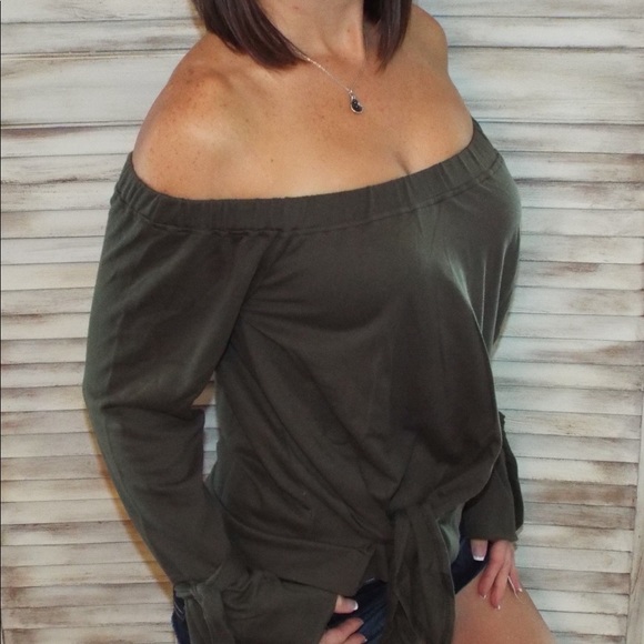 Tops | Last 1 Off Shoulder Tie Sleeve Bell Cuff 118 | Poshmark